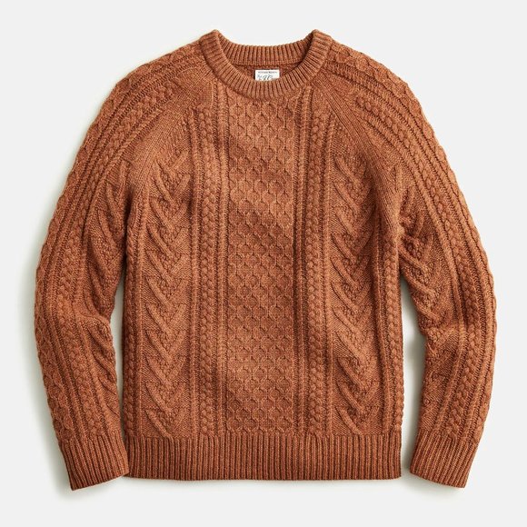 J. Crew | Sweaters | Nwt J Crew Rugged Merino Wool Donegal Brown Cable ...